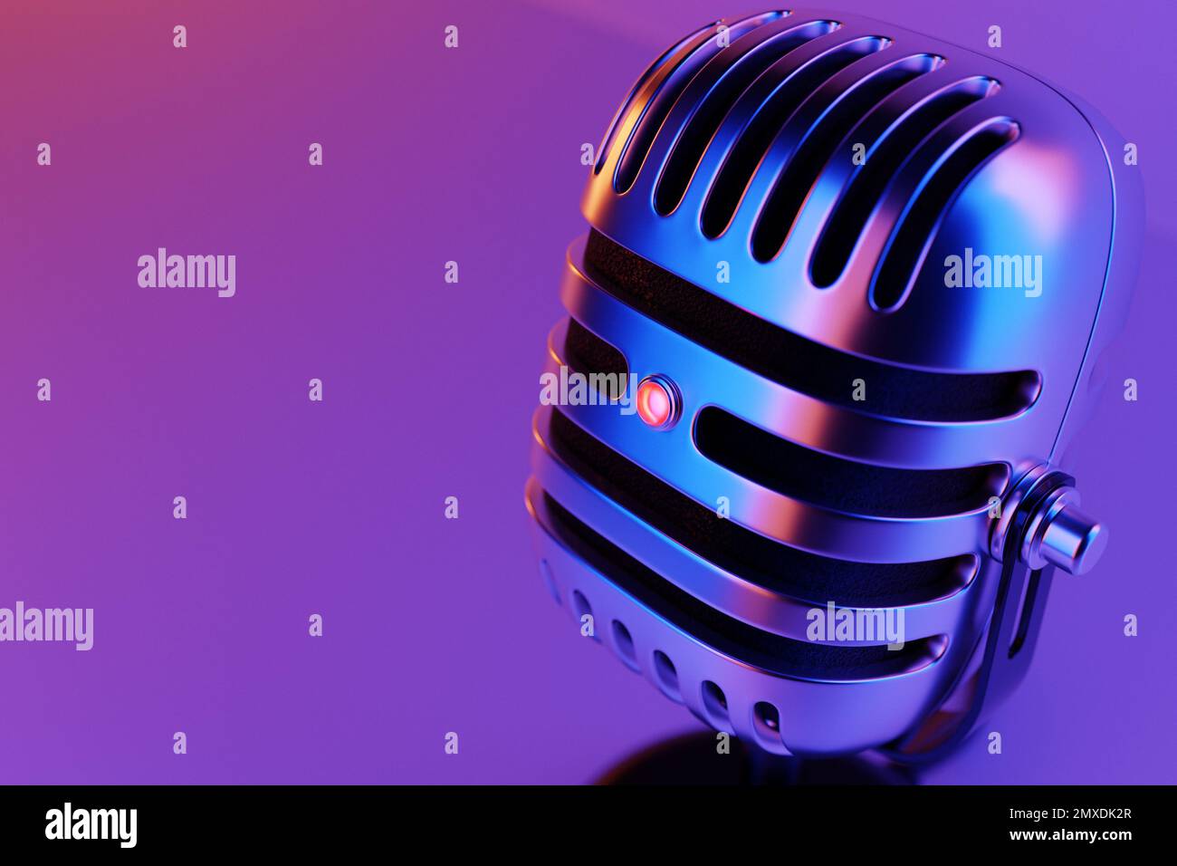 Microphone, model on purple background, realistic 3d illustration ...