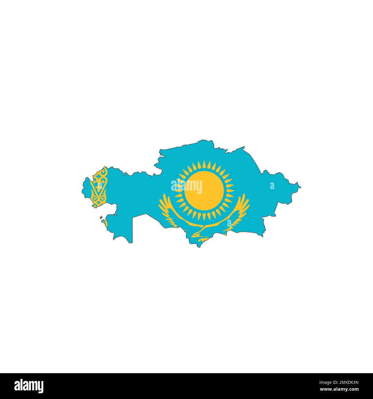 Kazakhstan national flag in a shape of country map Stock Vector Image ...
