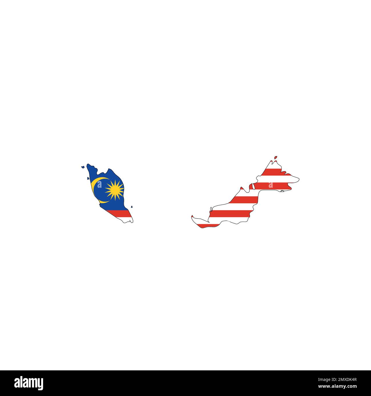Malaysia national flag in a shape of country map Stock Vector Image ...