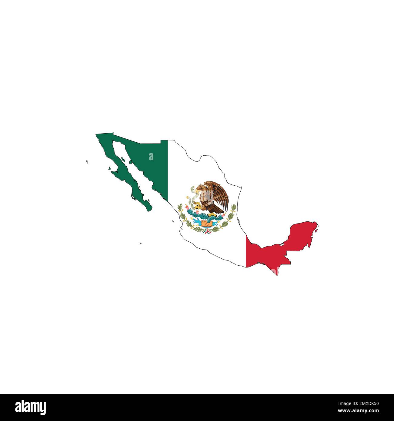 Mexico national flag in a shape of country map Stock Vector Image & Art ...