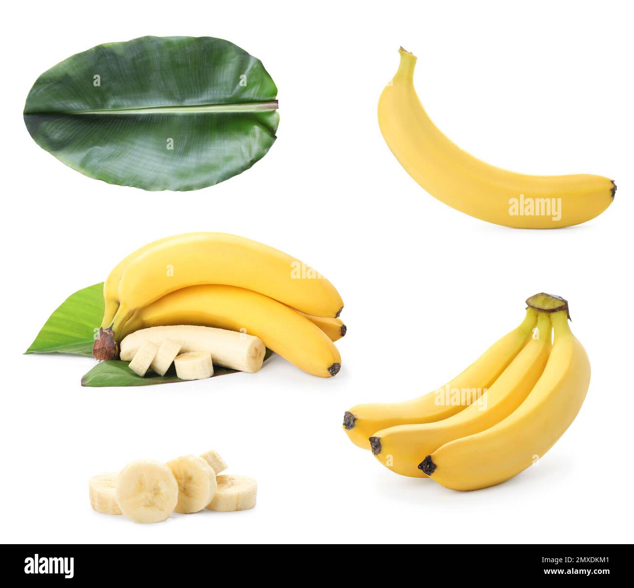 Set with delicious bananas on white background Stock Photo - Alamy