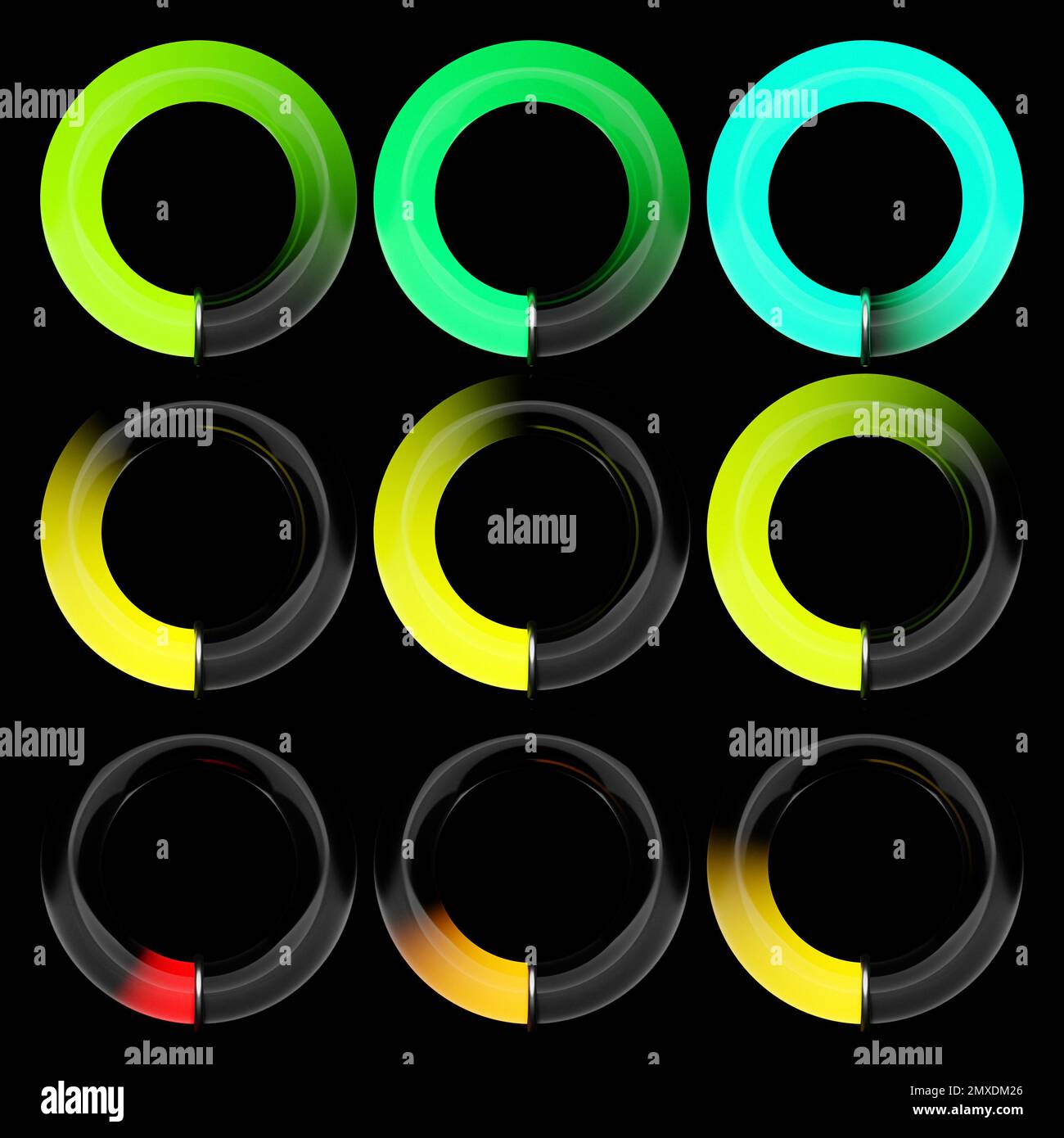 3d illustration round control panel icon. High risk concept on ...
