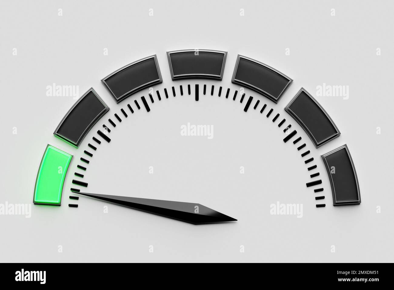 3d illustration round control panel icon. Low risk concept on ...