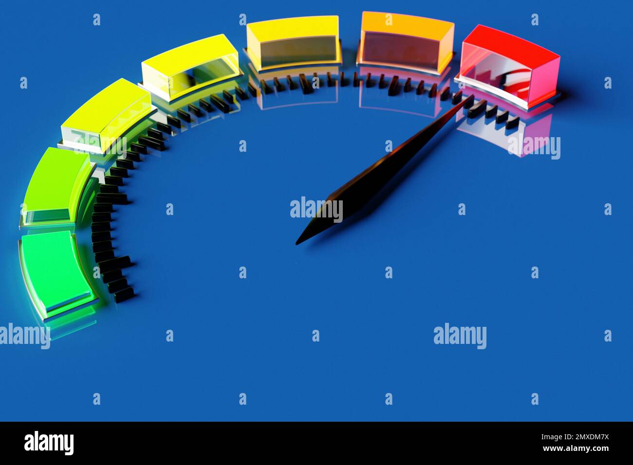 3d illustration round control panel icon. High risk concept on ...