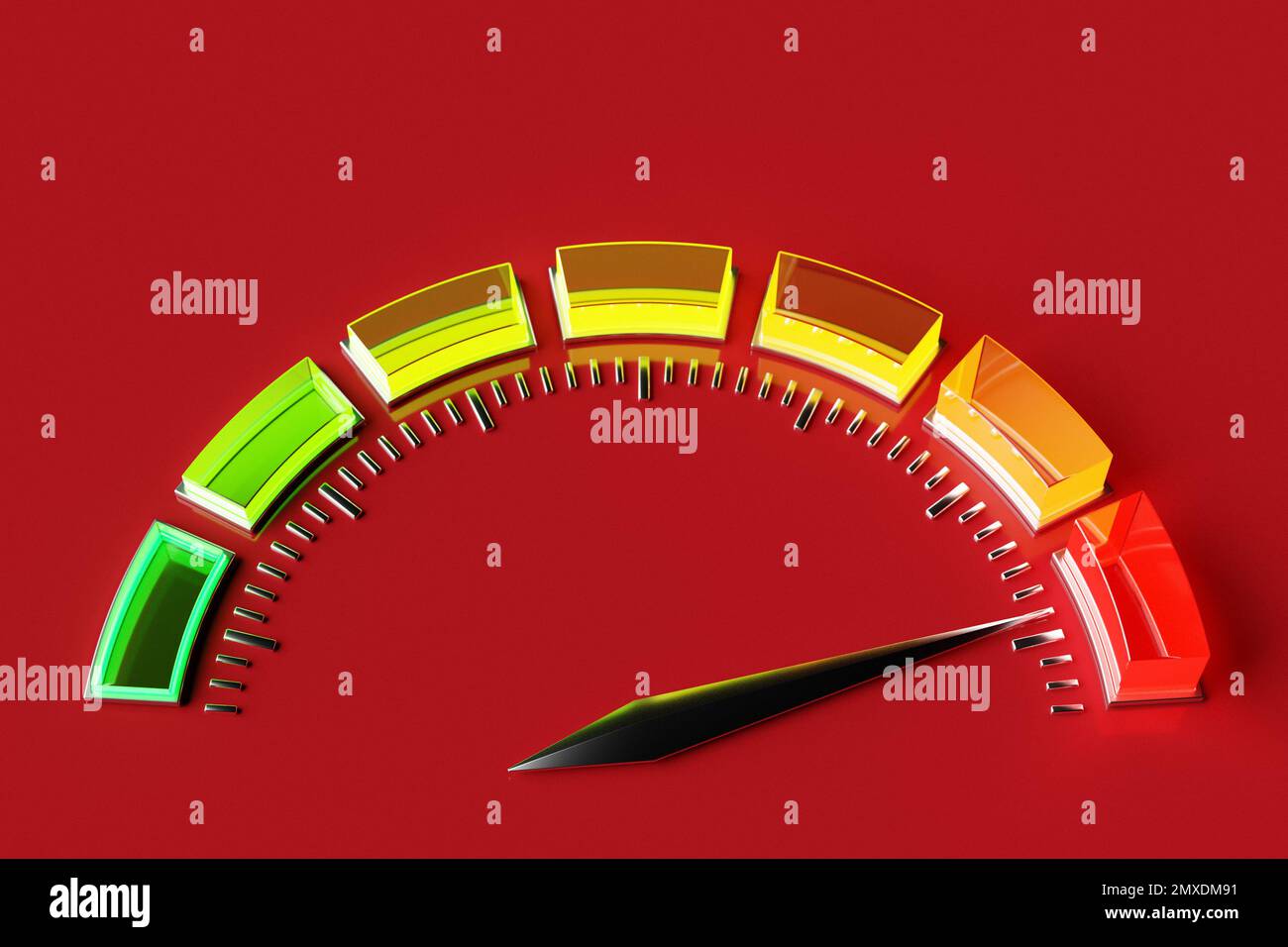 3d illustration round control panel icon. High risk concept on ...