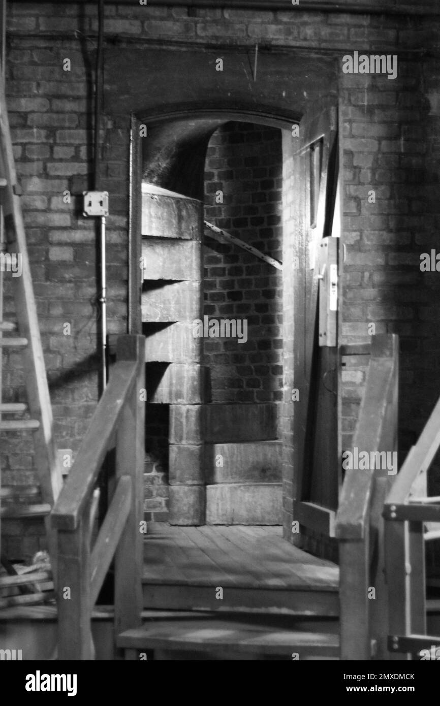 Ancient wooden stairway weathered Black and White Stock Photos & Images ...