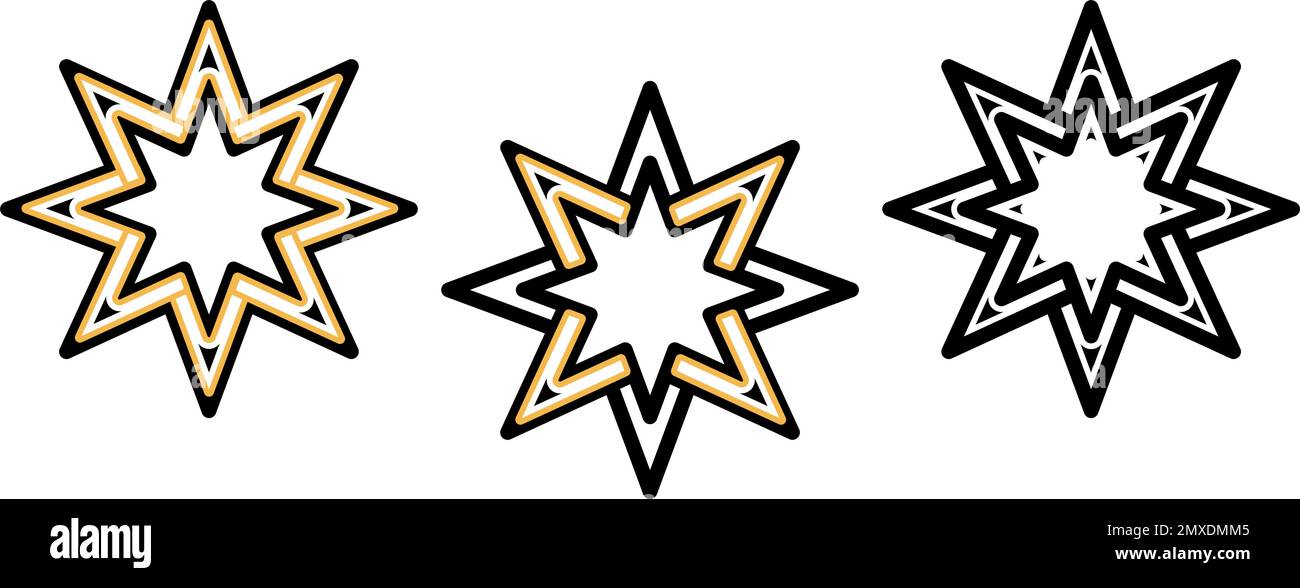 Festive star Icon set. Eight pointed christmas star. Vector ...