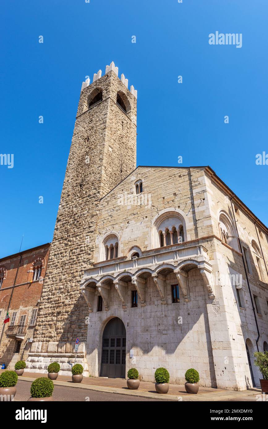 Medieval Broletto Palace, XII-XXI century, with the ancient tower ...