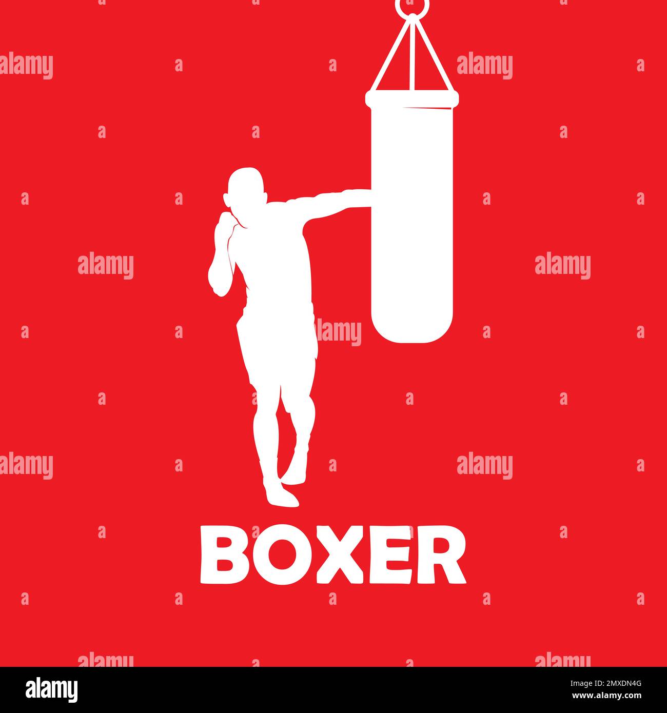 boxer and punching bag icon vector illustration logo design Stock ...