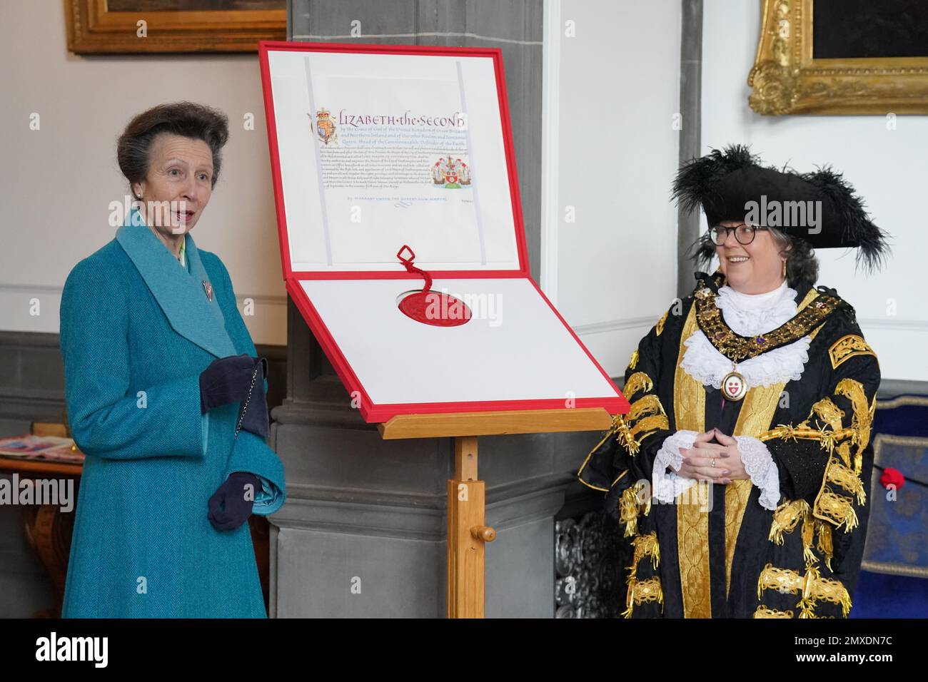 The Princess Royal presents The Letters Patent, bestowing a Lord Mayor ...