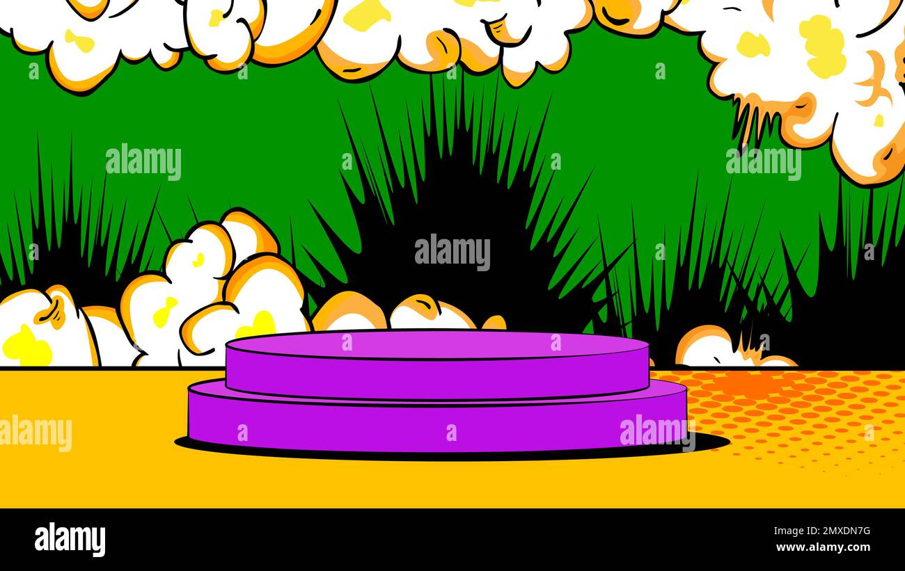 Comics podium stage. Comic Book product scene pedestal for mockup ...