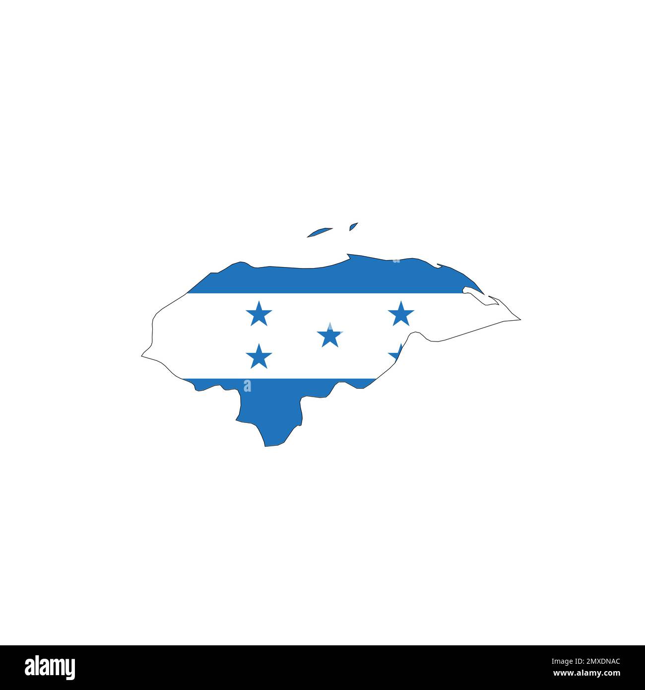 Honduras national flag in a shape of country map Stock Vector Image ...