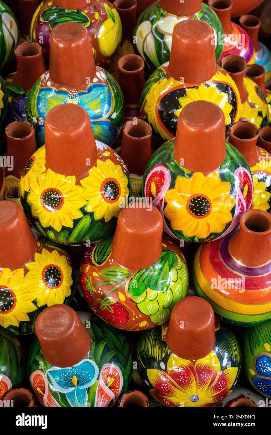 Colorful ceramic pots from Michoacan, Mexico Stock Photo - Alamy