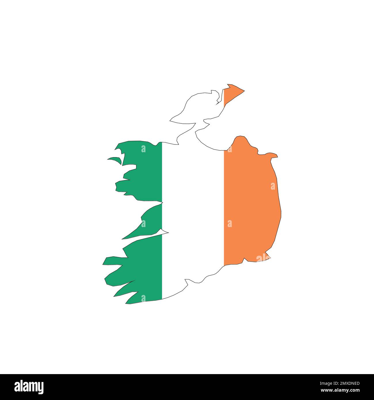 Ireland national flag in a shape of country map Stock Vector Image ...
