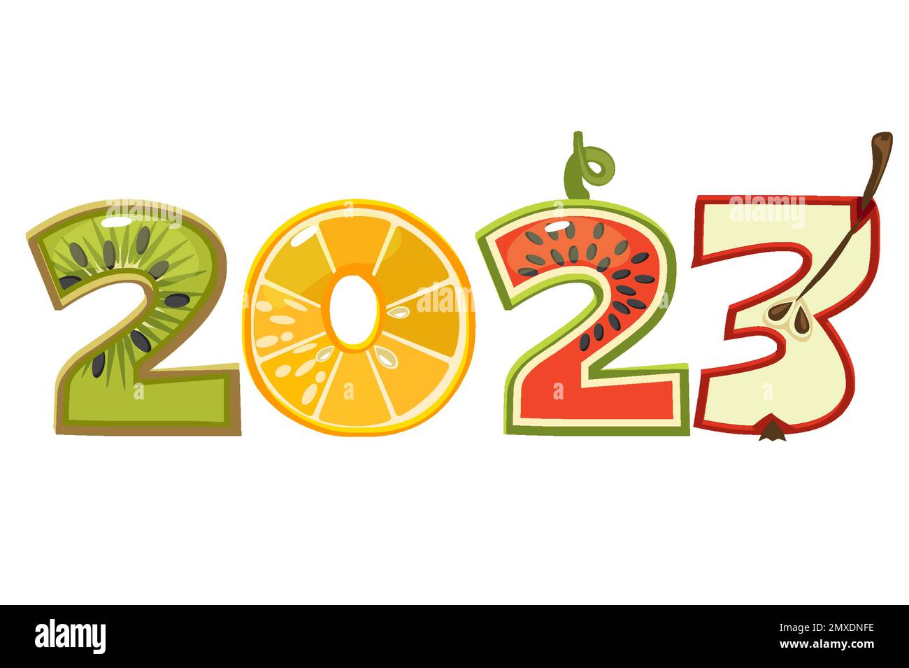 Cartoon 2023 from fruit numbers in vector Stock Vector Image & Art - Alamy