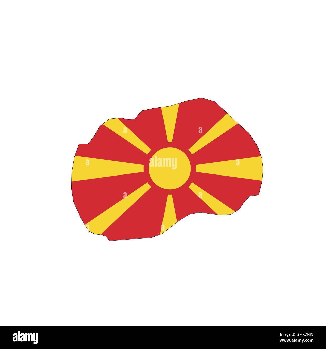 Northern Macedonia national flag in a shape of country map Stock Vector ...