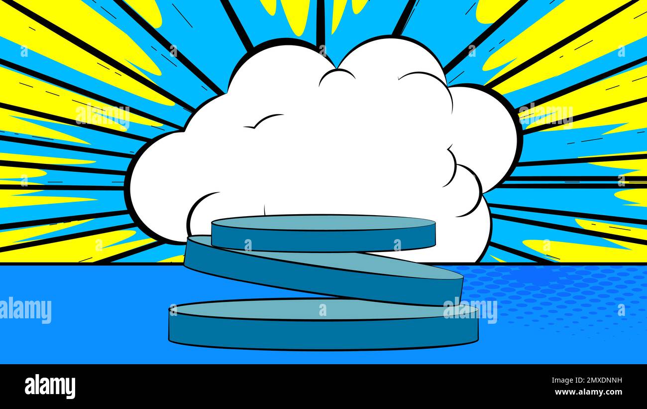 Comics podium stage. Comic Book product scene pedestal for mockup ...