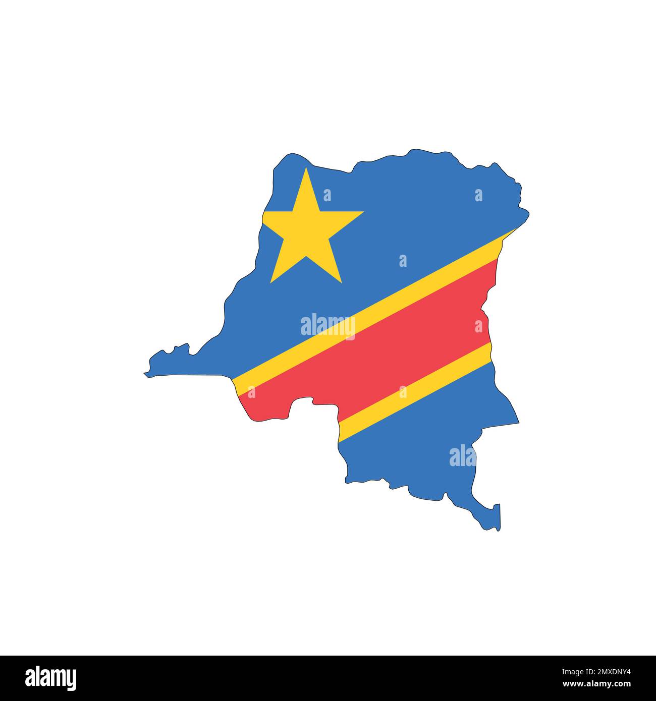 Democratic Republic of the Congo national flag in a shape of country ...