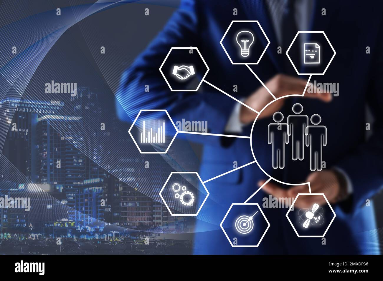 Mission concept. Businessman demonstrating scheme with icons Stock ... Mission concept. Businessman demonstrating scheme with icons Stock ...