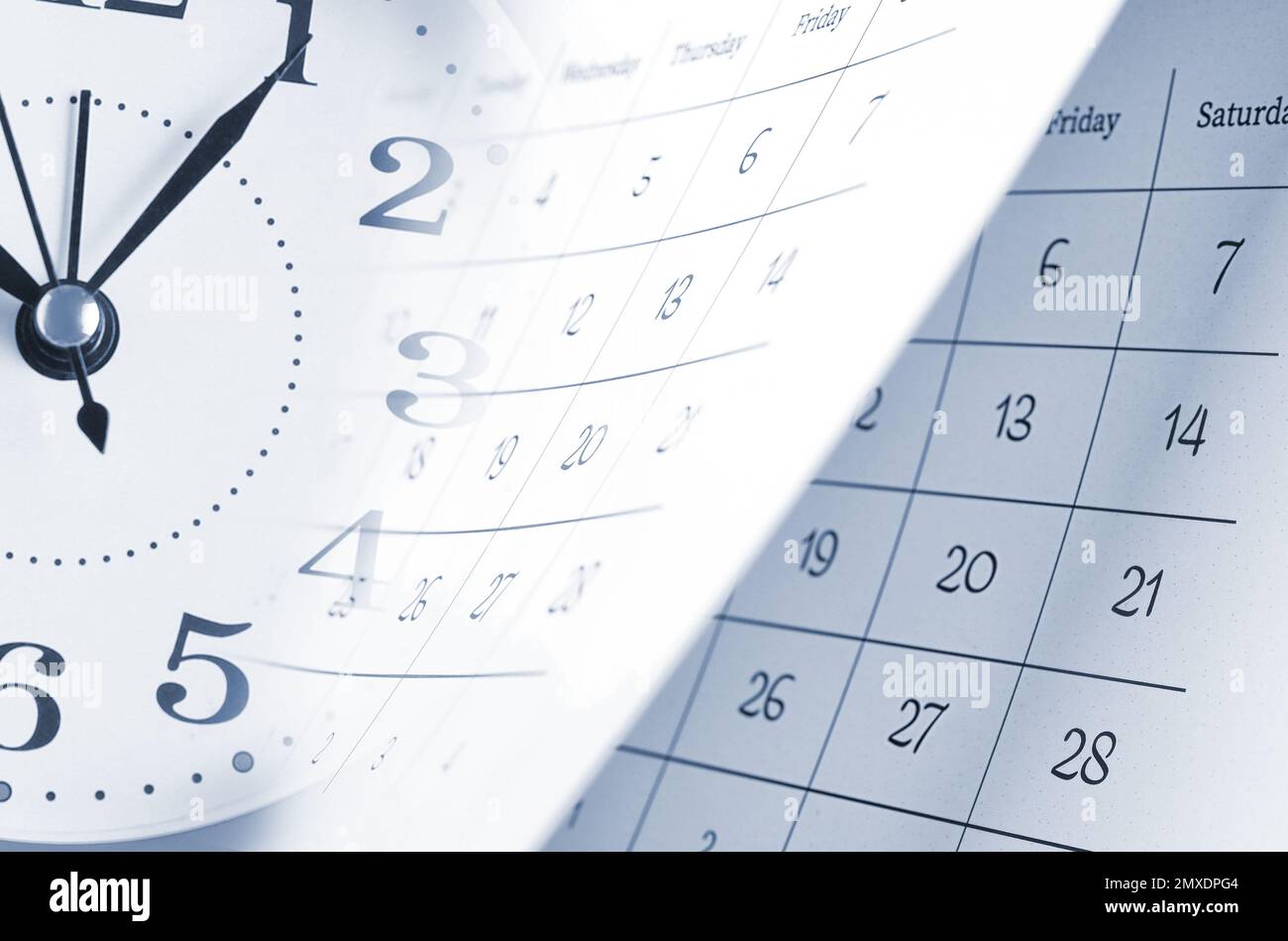 Collage with photos of clock and calendar Stock Photo - Alamy