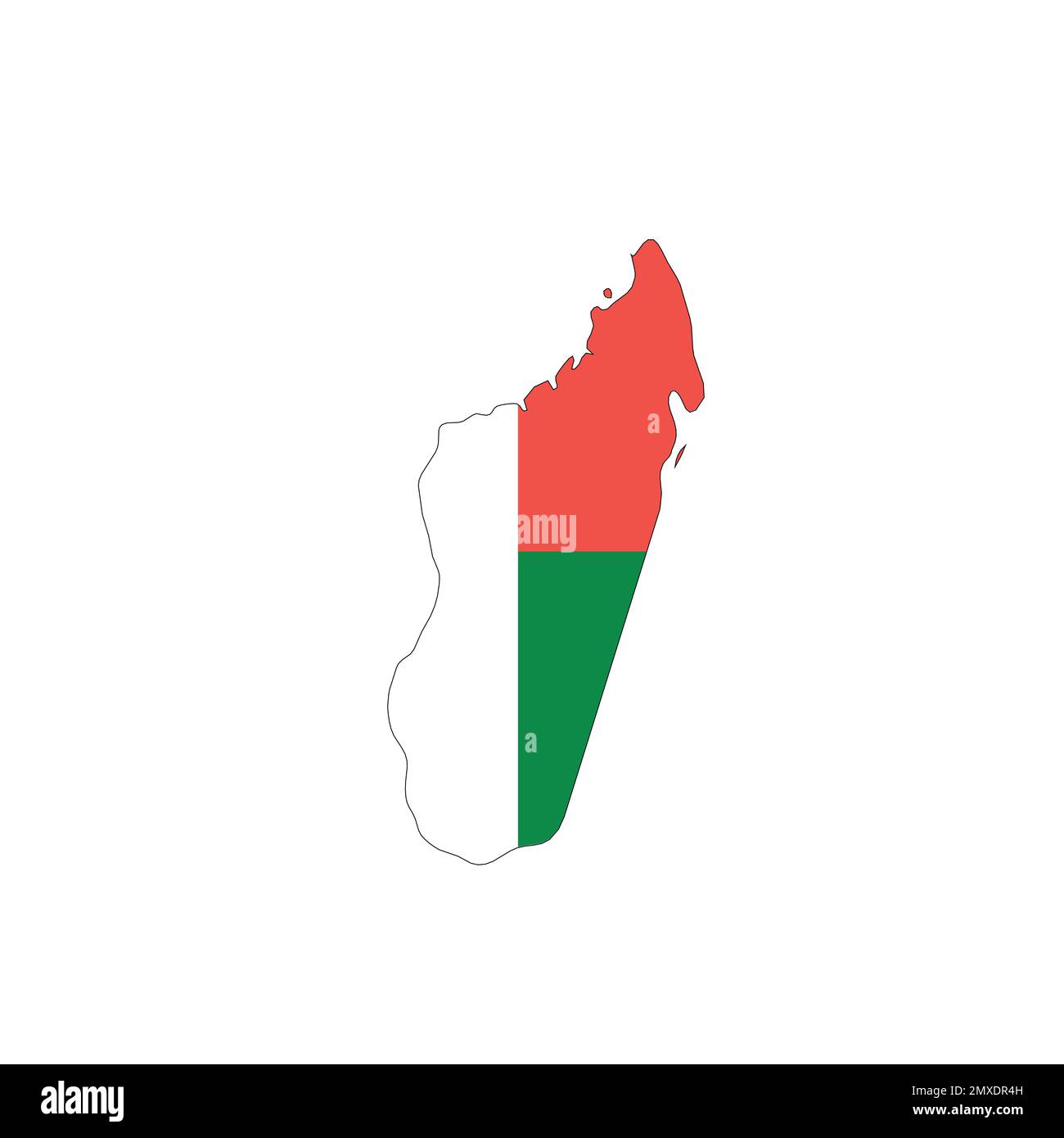 Madagascar national flag in a shape of country map Stock Vector Image ...