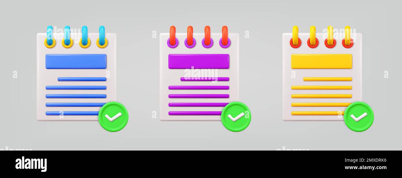 Data verification 3d icon set. realistic document check vector ...