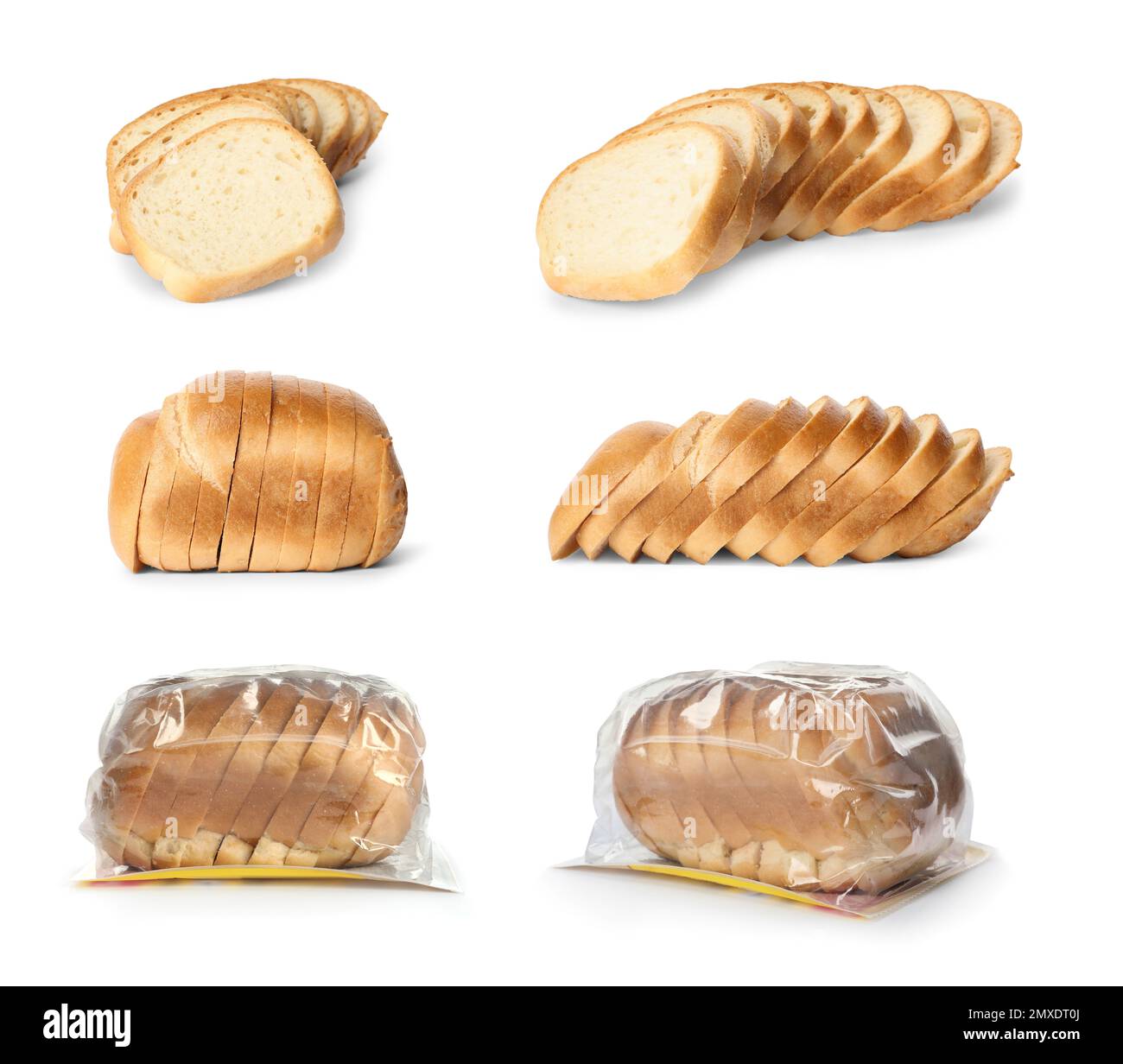 Collection of sliced bread on white background Stock Photo - Alamy