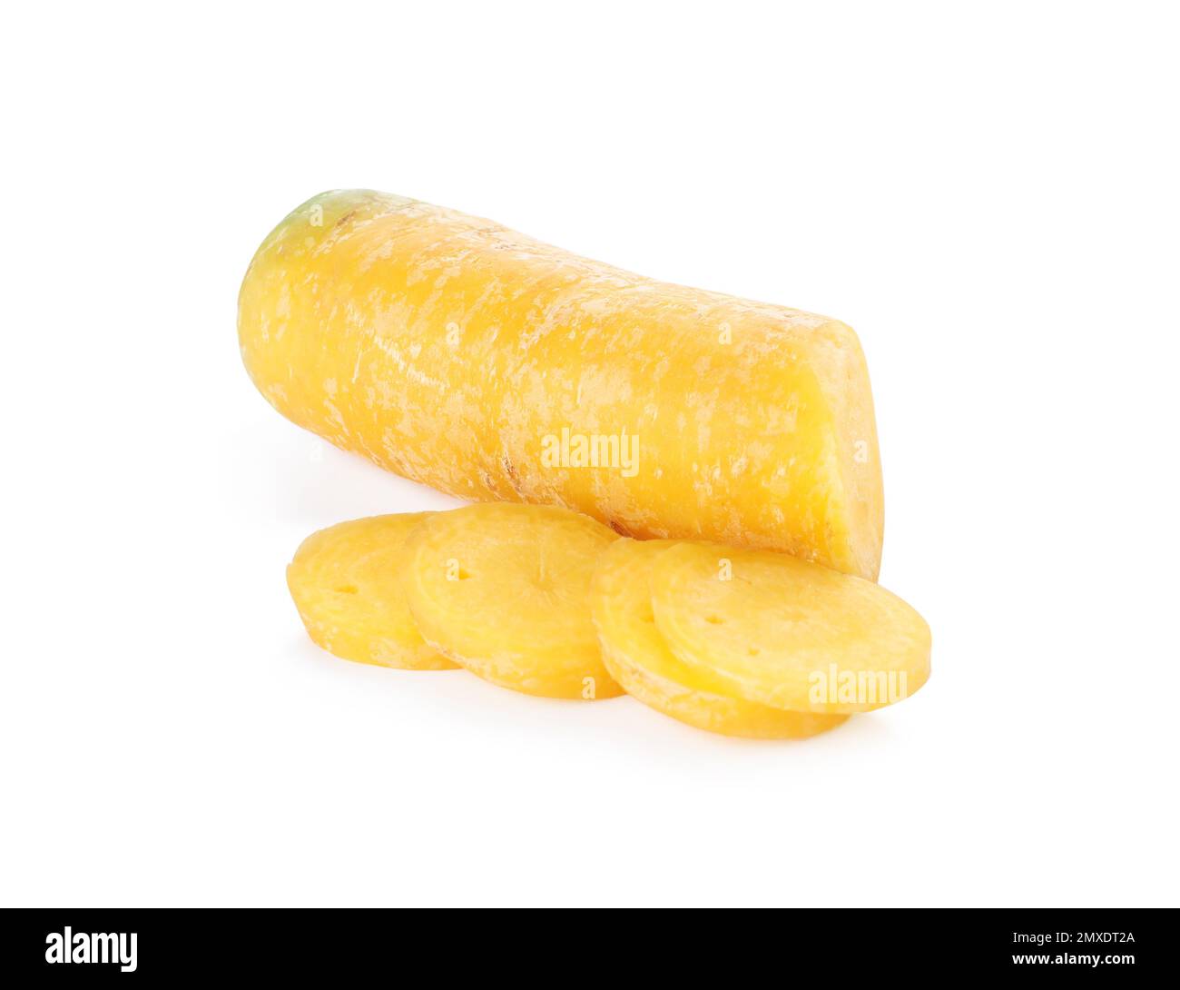 Pieces of raw yellow carrot isolated on white Stock Photo - Alamy