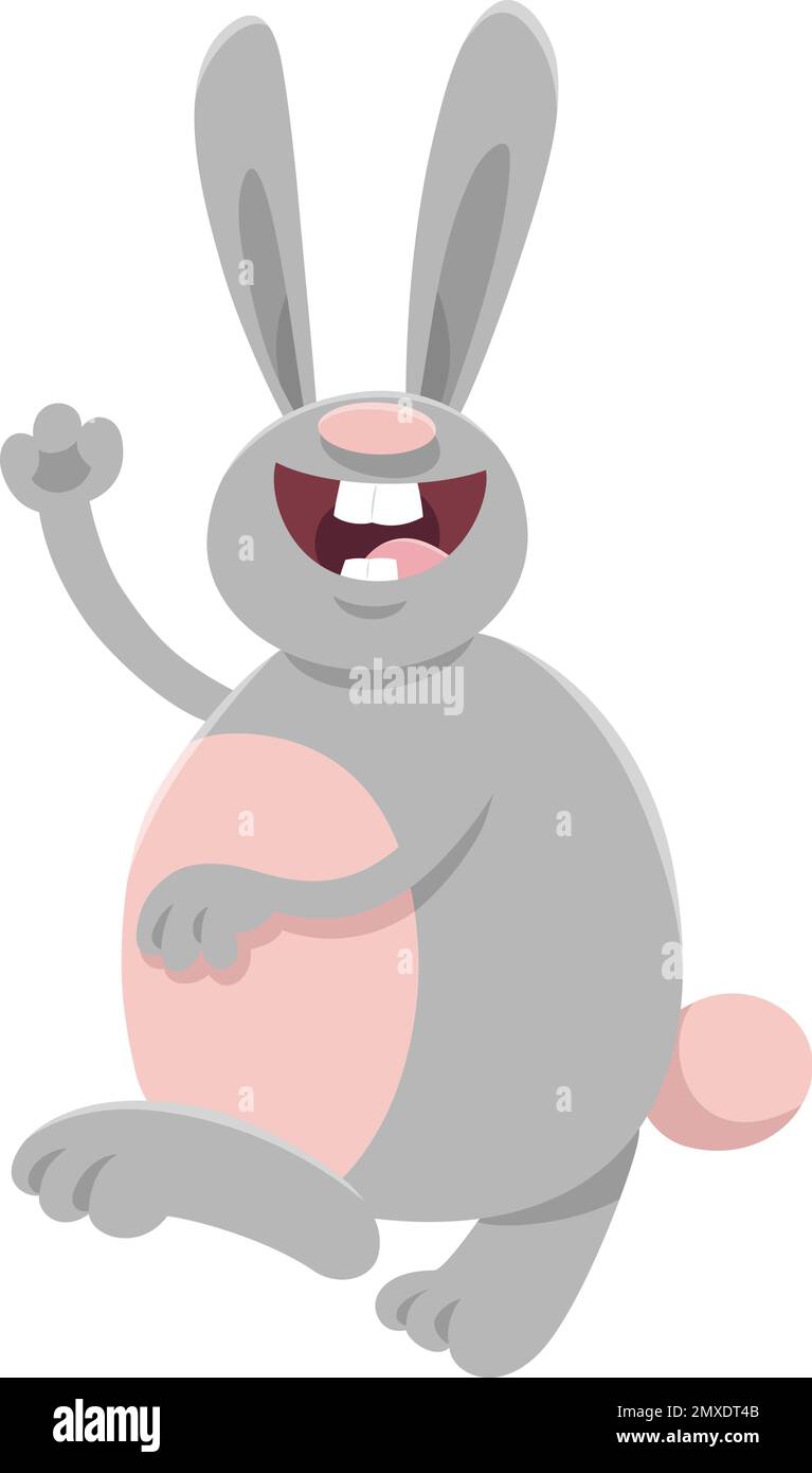Cartoon illustration of happy rabbit or bunny comic animal character ...