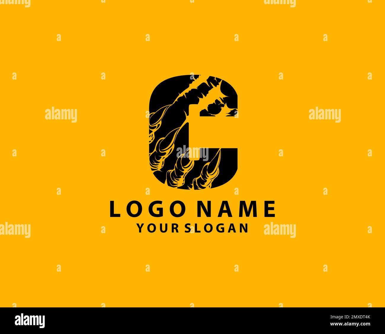 grunge initial letter C icon, scratch effect. modern template logo ...