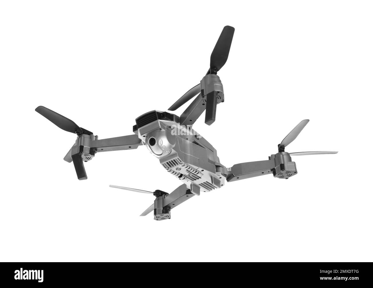 Modern drone with camera isolated on white Stock Photo - Alamy