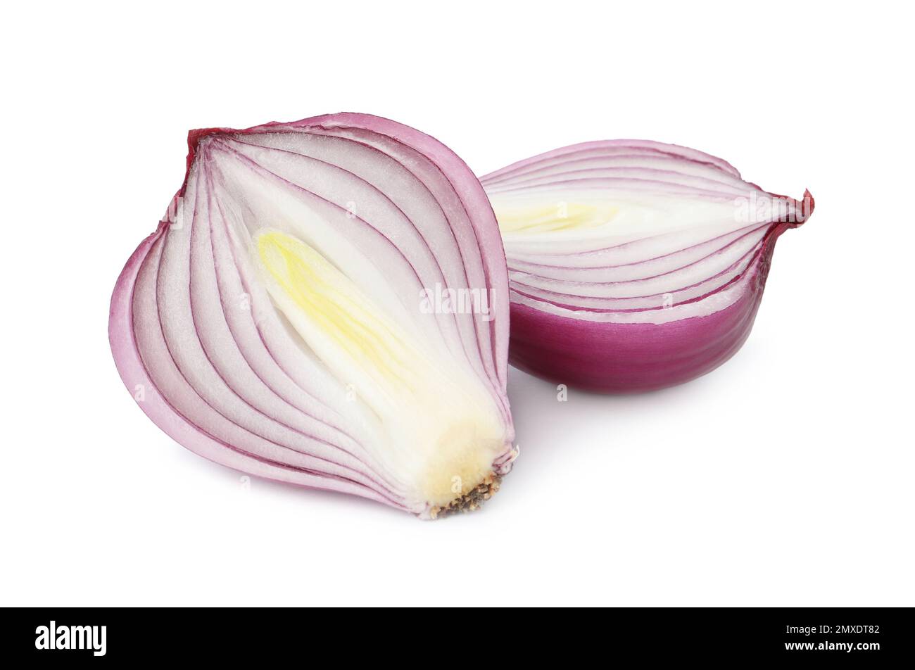 Fresh cut red onion isolated on white Stock Photo - Alamy
