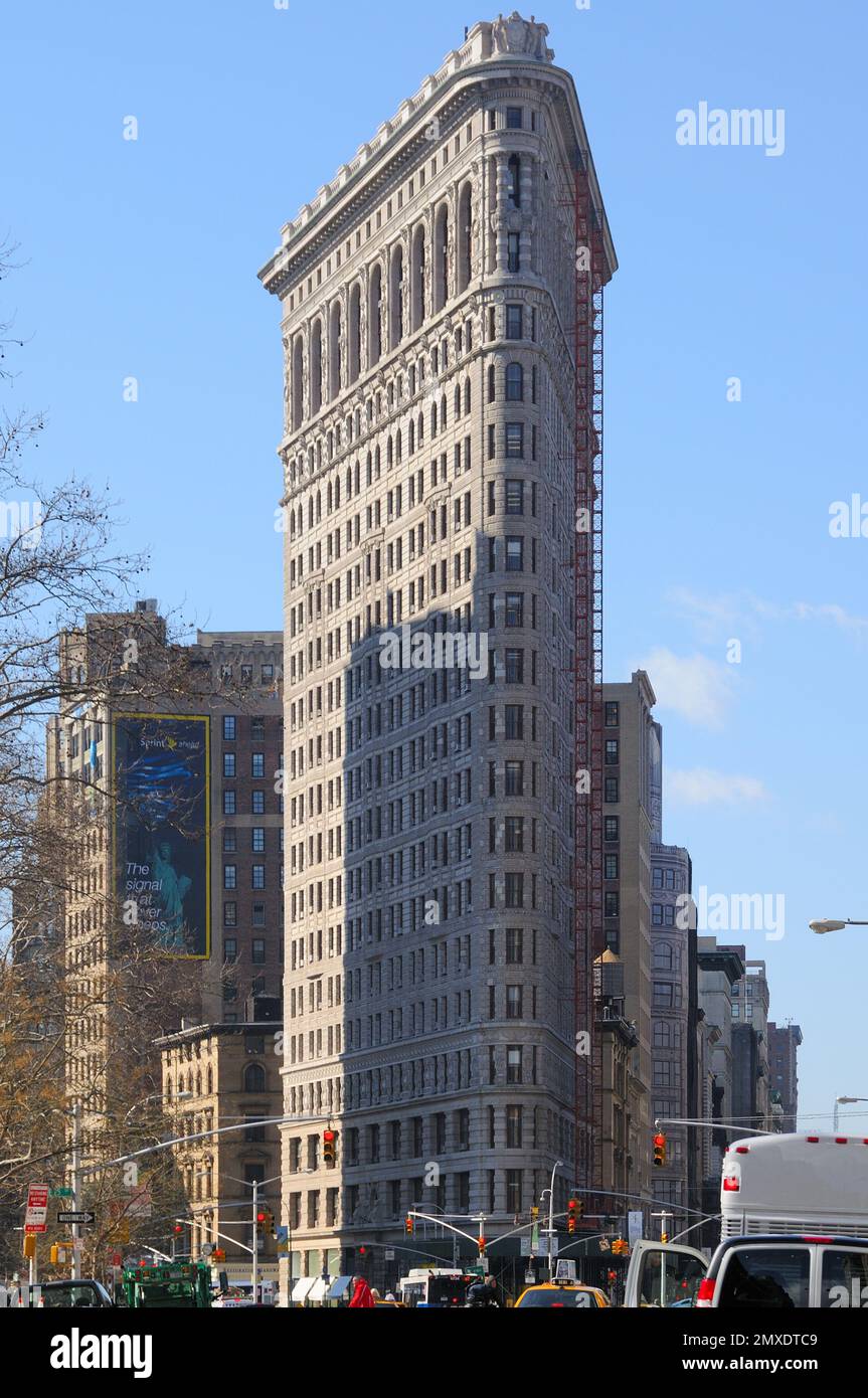 Flatiron Building, triangular skyscraper in New York, stands tall at ...