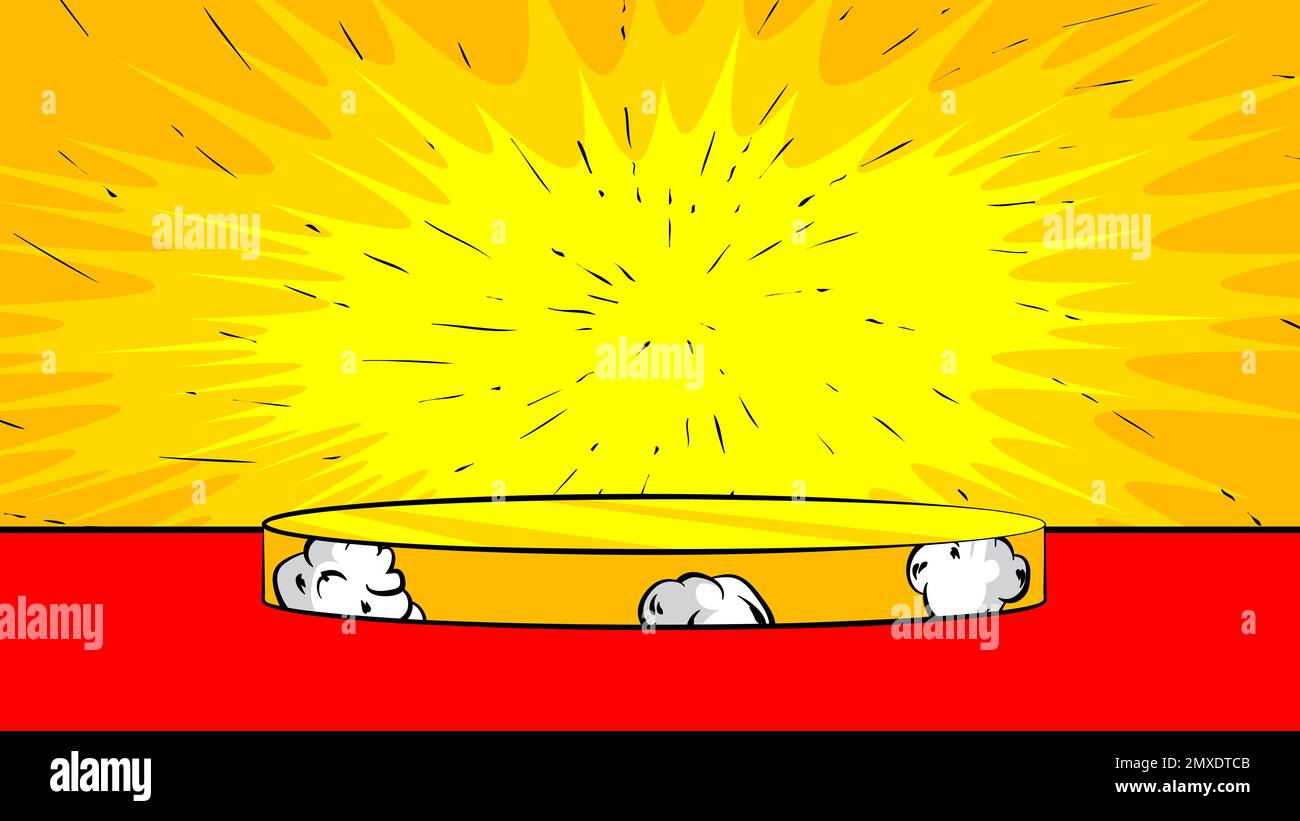 Comics podium stage. Comic Book product scene pedestal for mockup ...