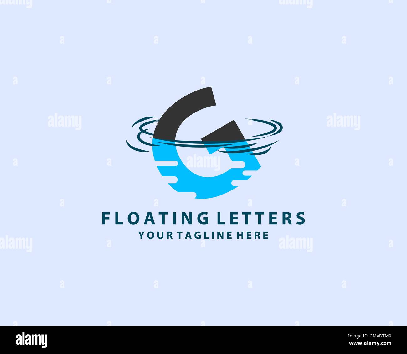 Initial G Letter Logo Design with Water Splash Ripples Drops Reflection ...