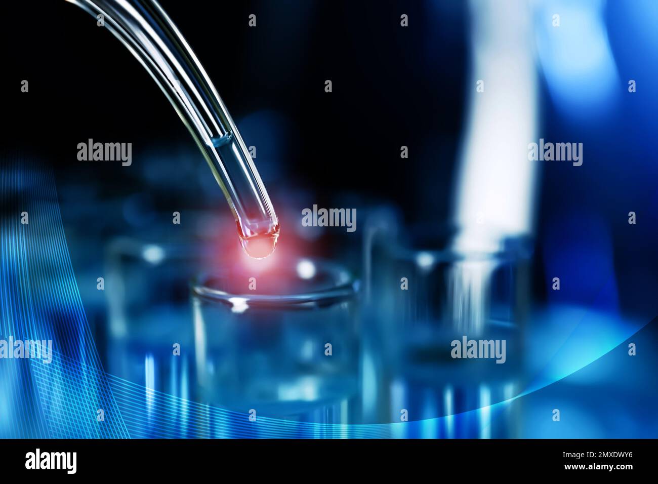 Dripping liquid into test tube, closeup. Laboratory analysis Stock ...
