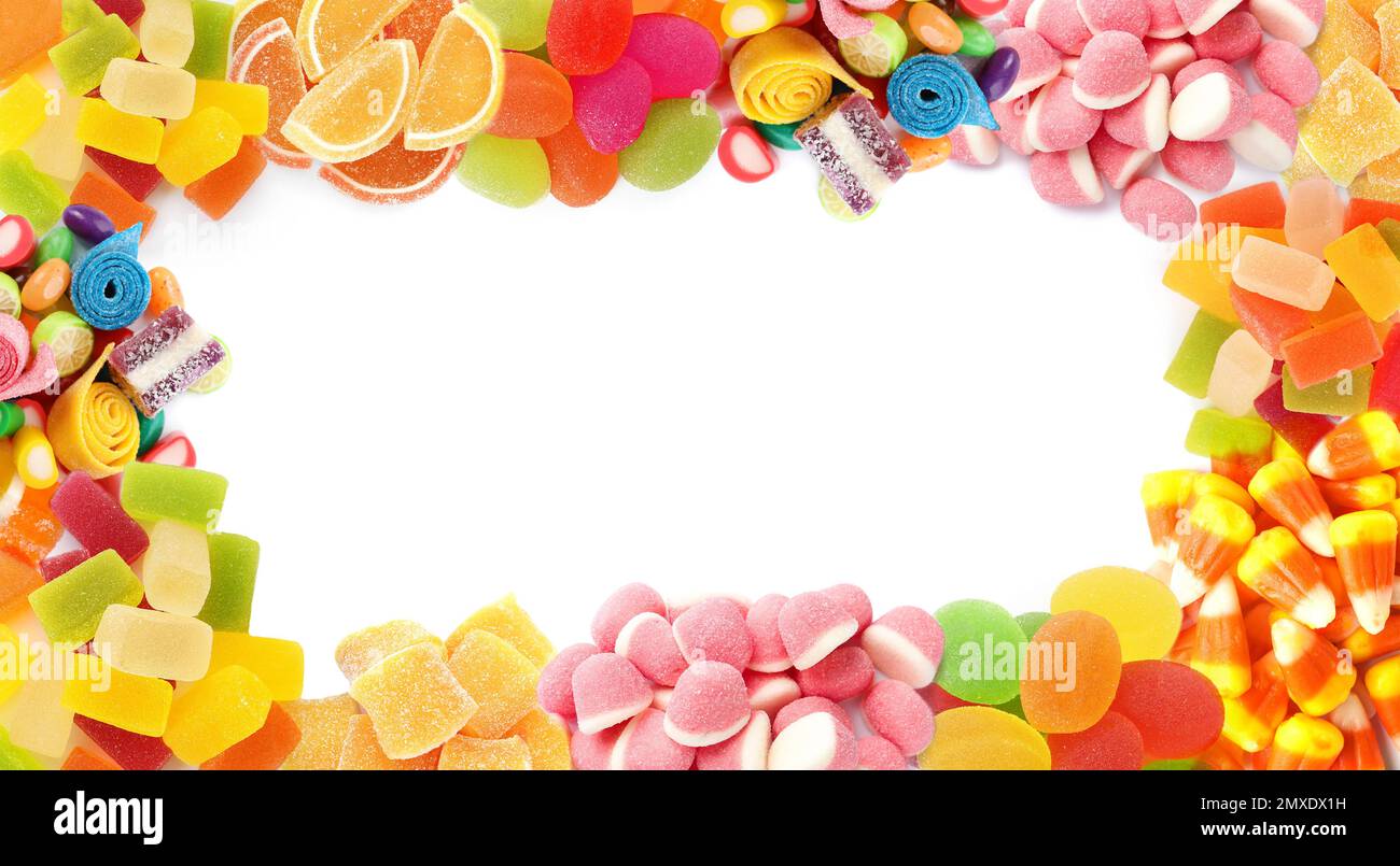 Frame made different candies hi-res stock photography and images - Alamy