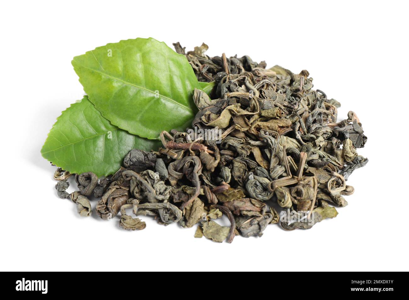 Dry and fresh tea leaves isolated on white Stock Photo - Alamy