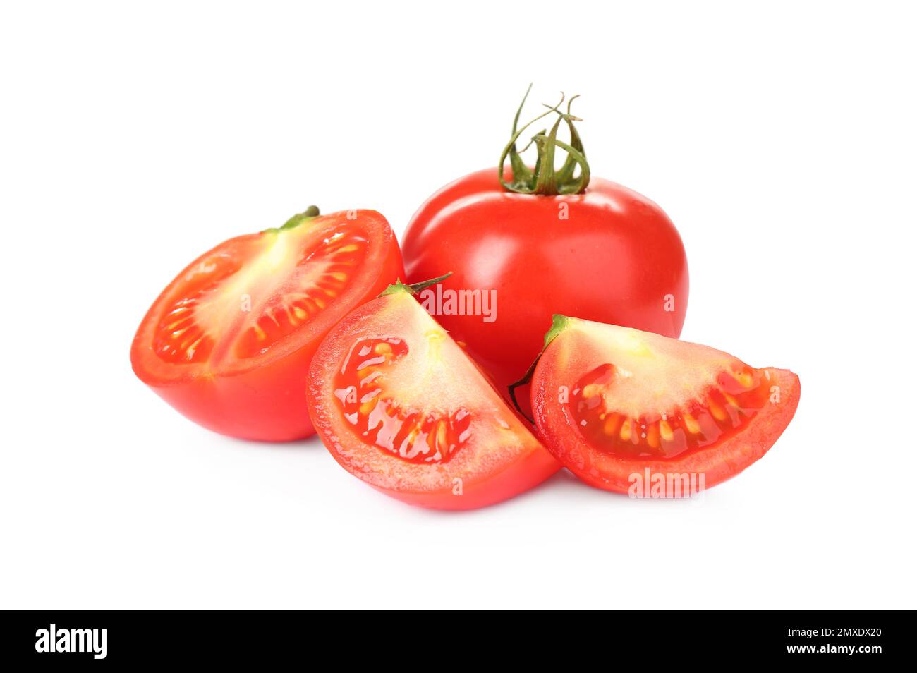 Tasty fresh raw tomatoes isolated on white Stock Photo - Alamy