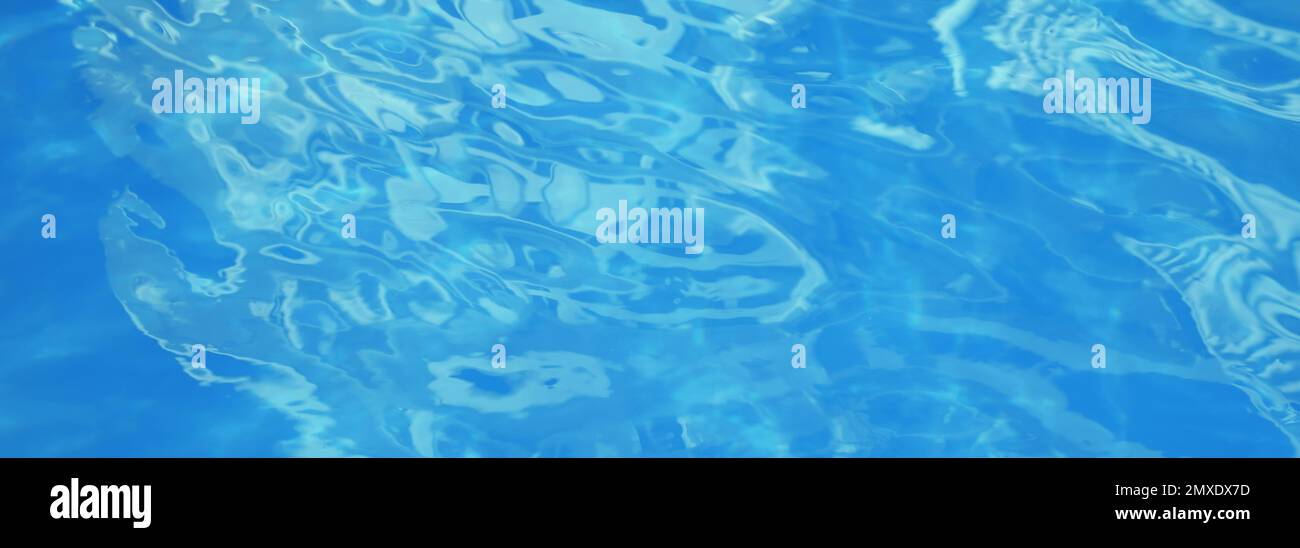 Surface of clean blue water in swimming pool, closeup. Banner design ...