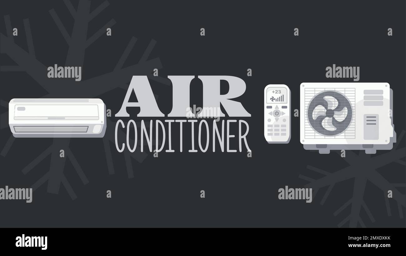 Air conditioner and split air control system templates set, realistic ...