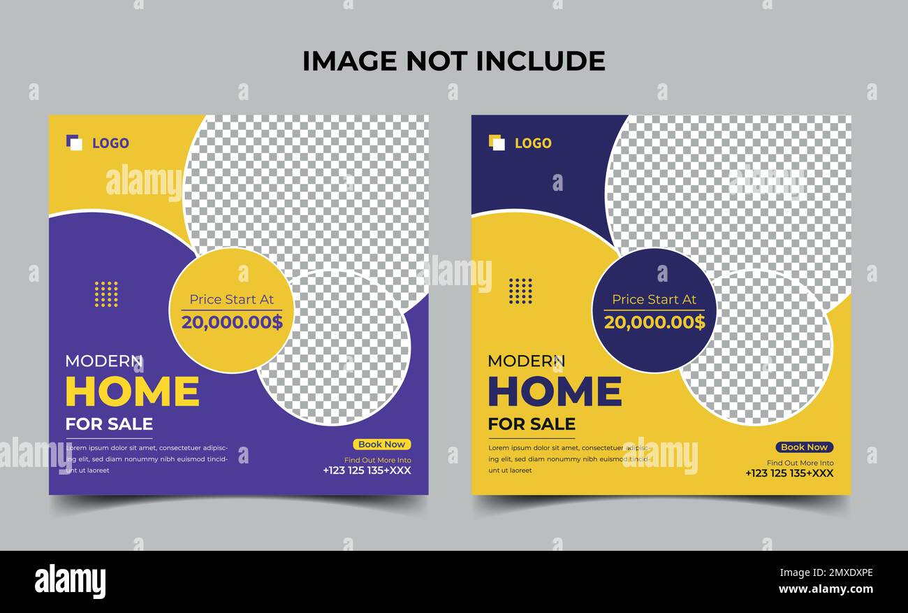 Modern home social media promotion template. for business banner ads ...