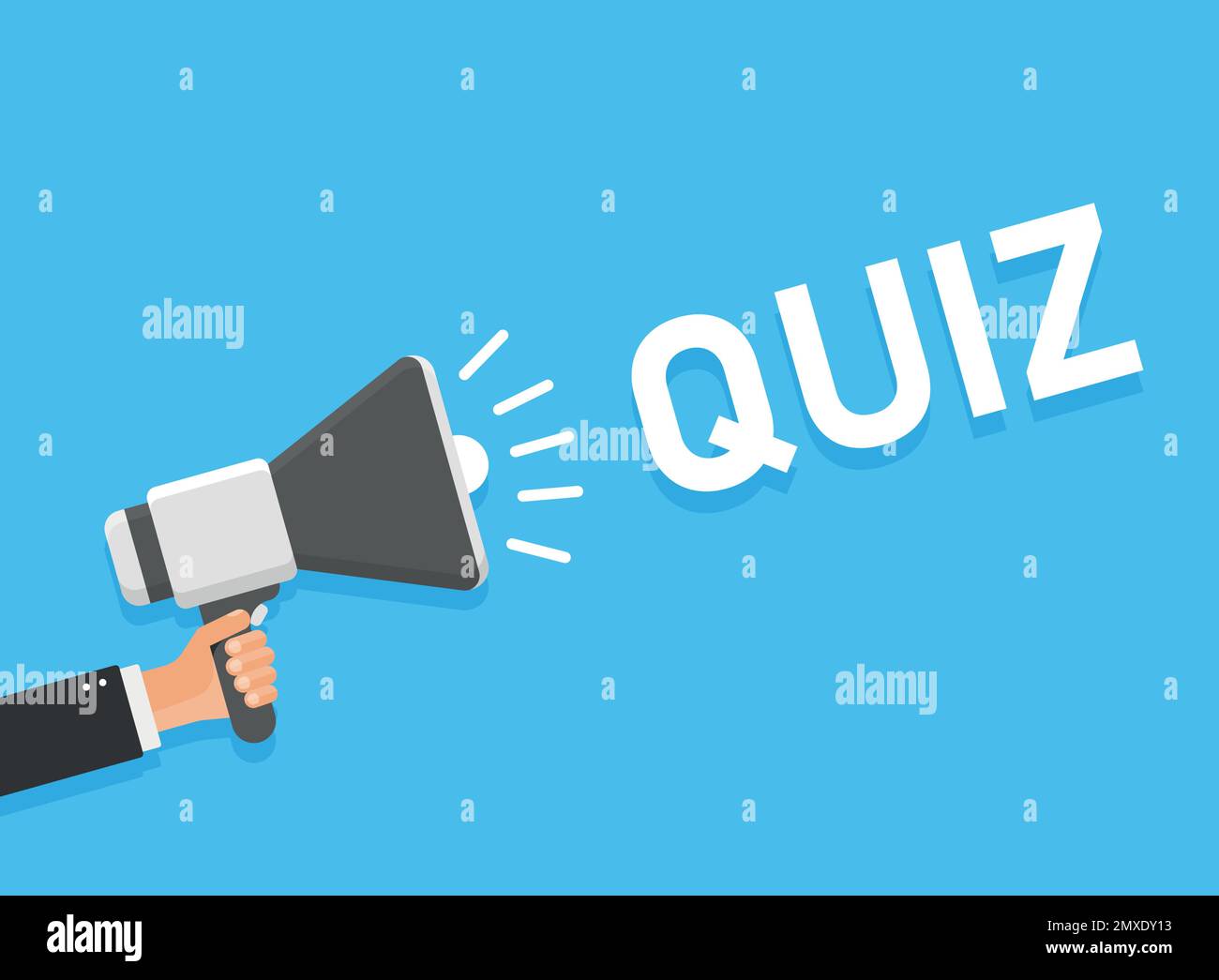 Megaphone with quiz speech bubble icon in flat style. Questionnaire ...