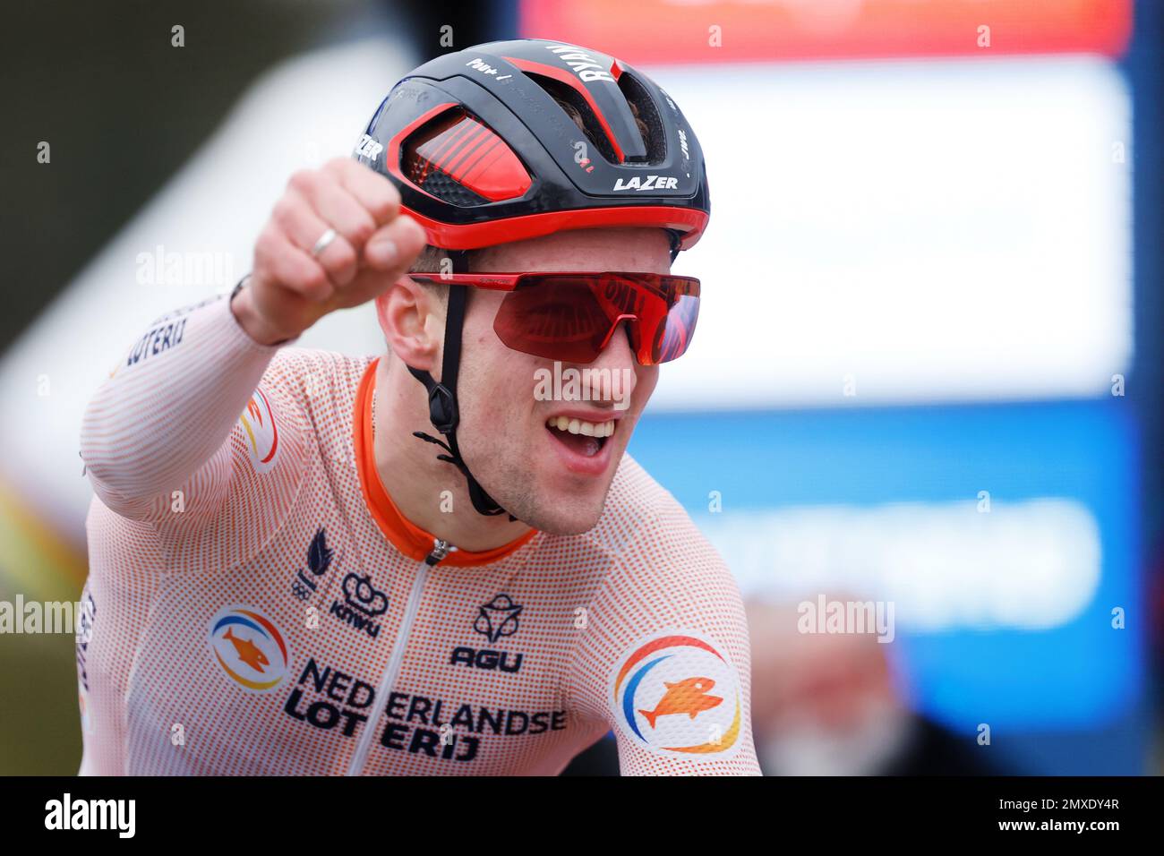 HOOGERHEIDE - Ryan Kamp celebrates the victory on behalf of Team ...