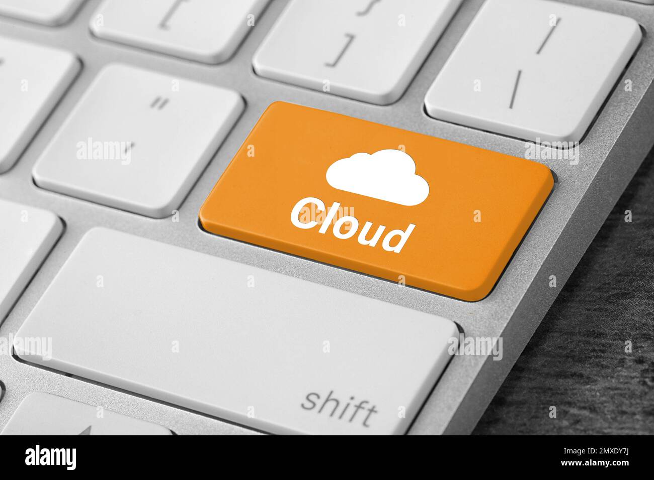 Cloud technology. Modern computer keyboard, closeup view Stock Photo ...