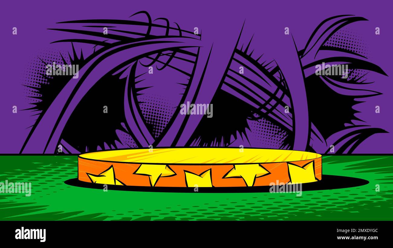 Comics podium stage. Comic Book product scene pedestal for mockup ...