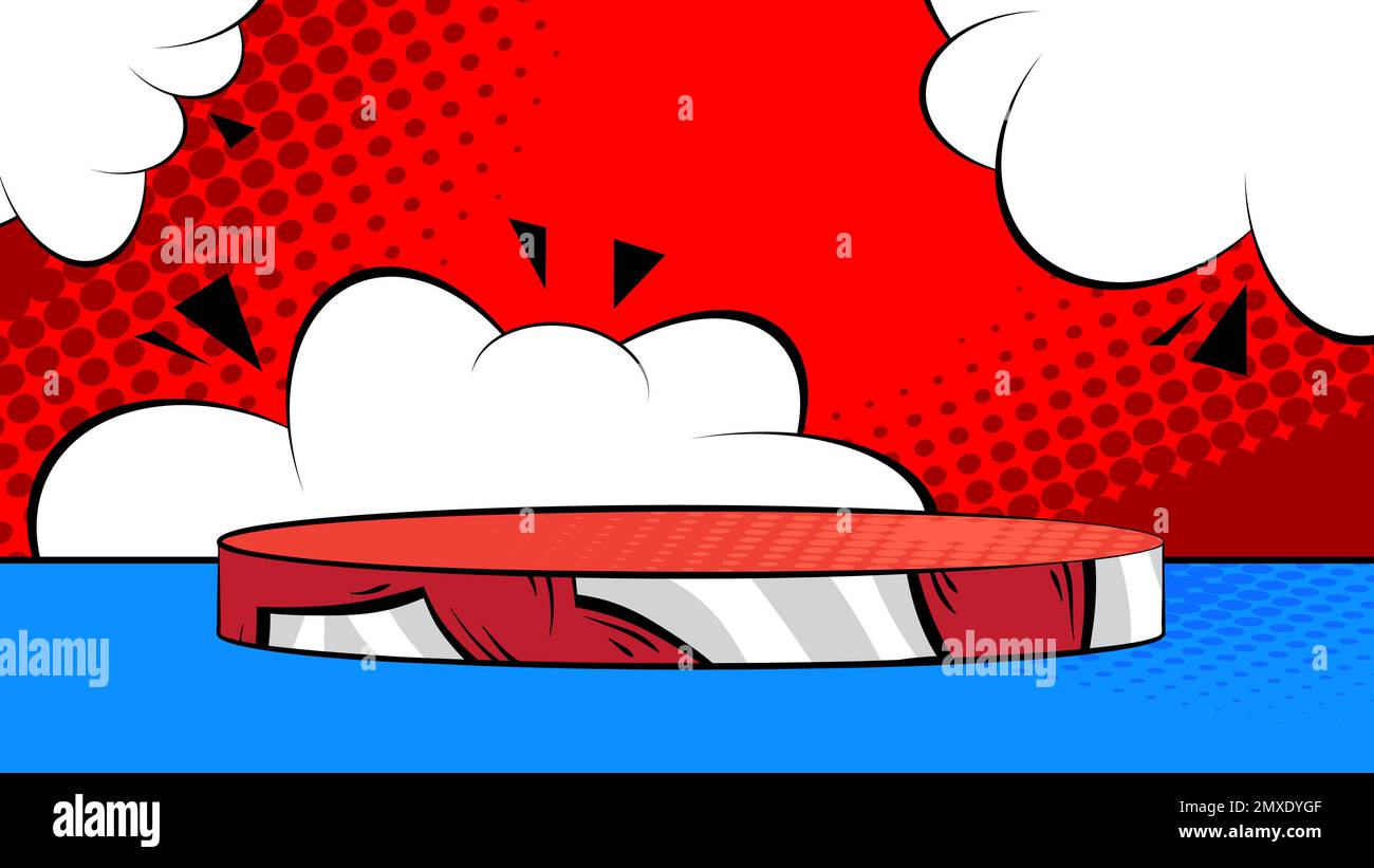 Comics podium stage. Comic Book product scene pedestal for mockup ...