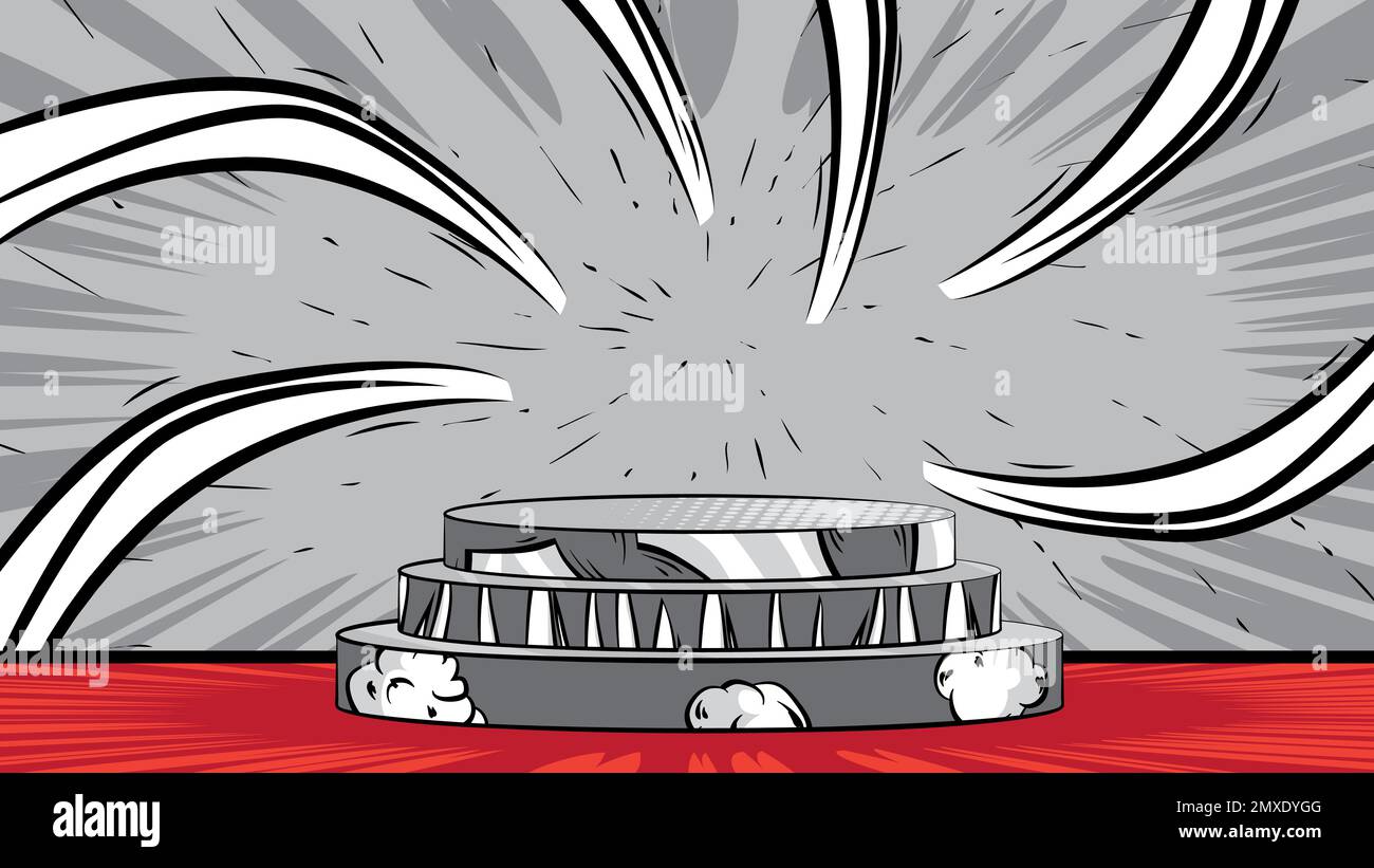 Comics podium stage. Comic Book product scene pedestal for mockup ...