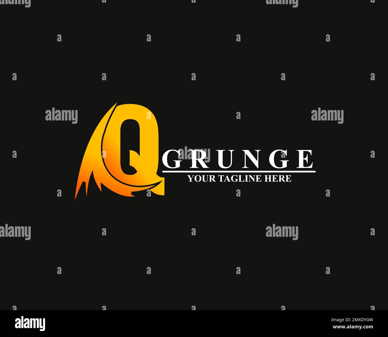 Abstract initial letter q logo with brush stroke element, Dirty ...