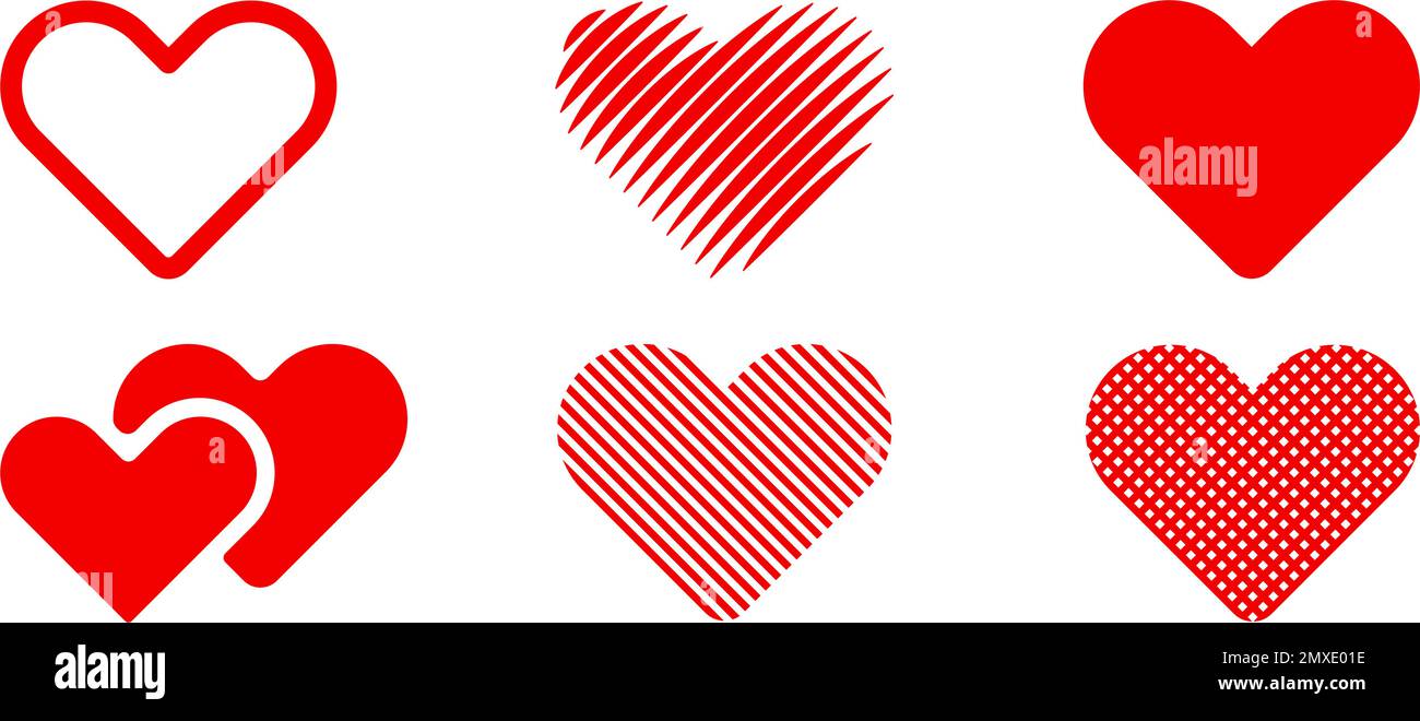 Decorative Heart shape icon set. Valentine or wedding symbol. Vector ...